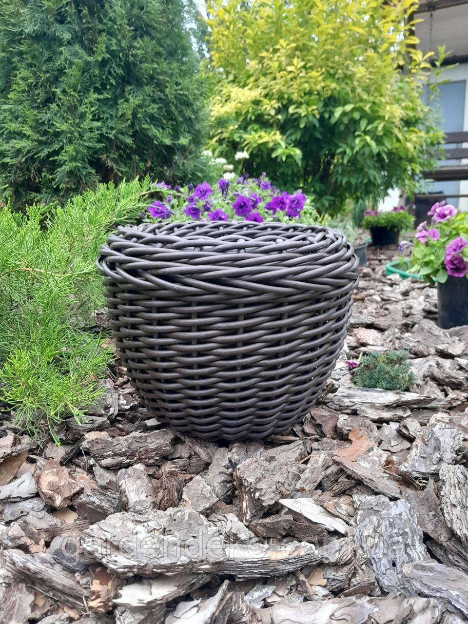 Кашпо вазон для квітів 5л Кашпо на 5 л із ротанга Горщик для квітів Плетений кошик з ротанга