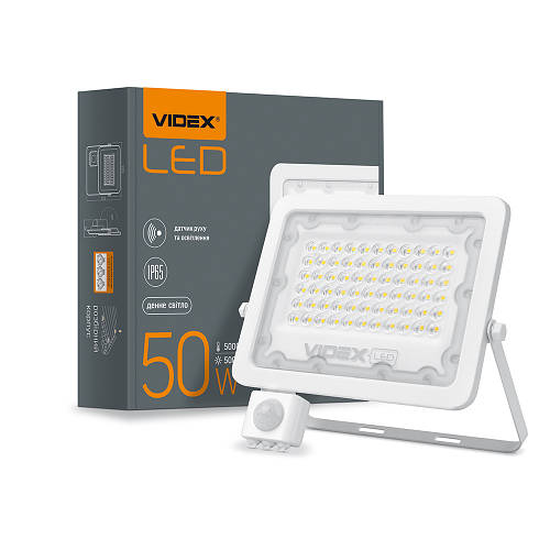 LED прожектор VIDEX F2e 50W 5000K з датчиком руху та освітленості (ID ...