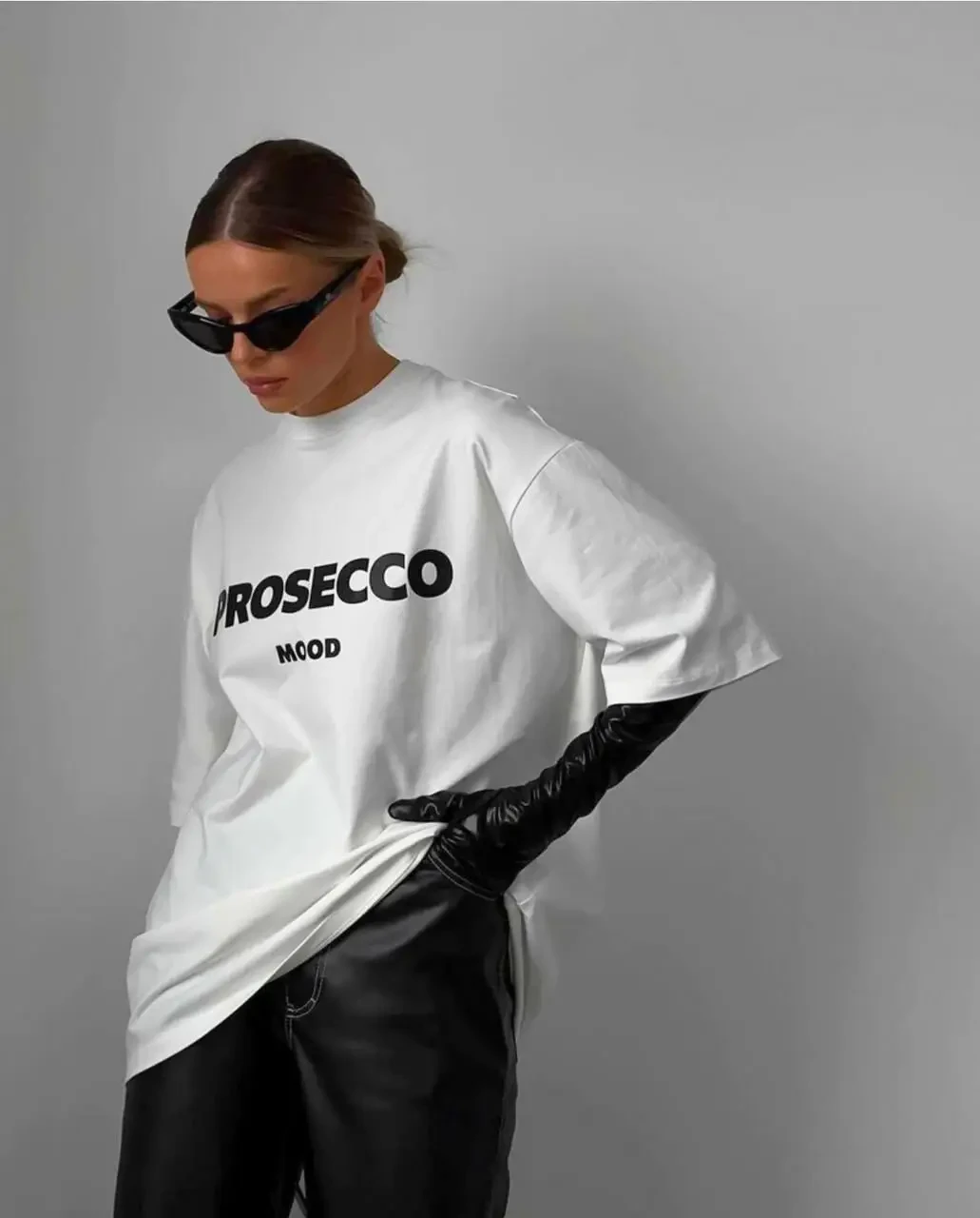 Хит продаж!Стильная женская футболка Prosecco mood белого цвета (ID ...