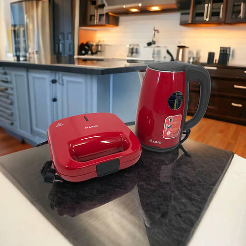 Набор дизайнерской линейки Magio: сендвичница MAGIO MG-376 + Электрочайник MG-288 Magio MG-977 ...