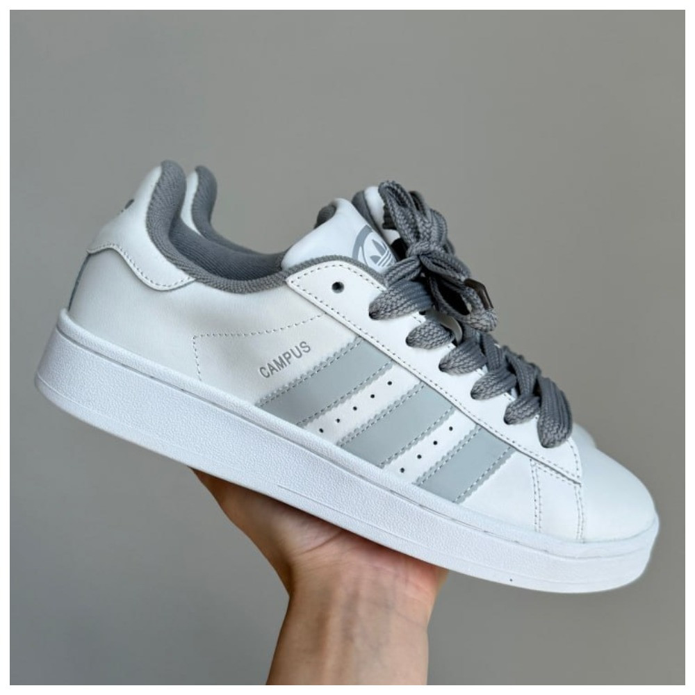 Женские кроссовки Adidas Campus 00s White Grey Leather, белые кожаные ...