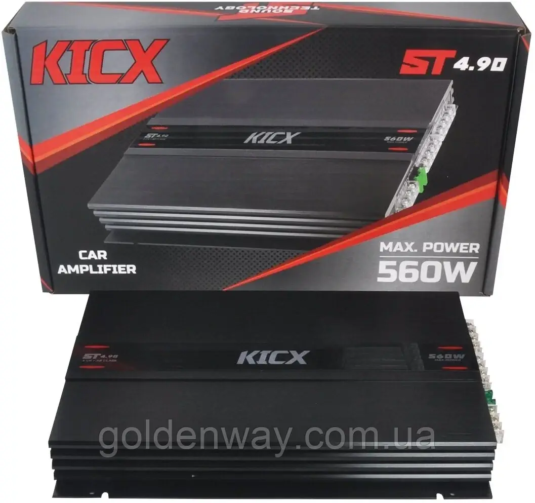 Автомобильный усилитель звука Kicx ST 4.90 для Android магнитолы 4 канала по 90 Вт 4Ом и 130Вт 2 ...