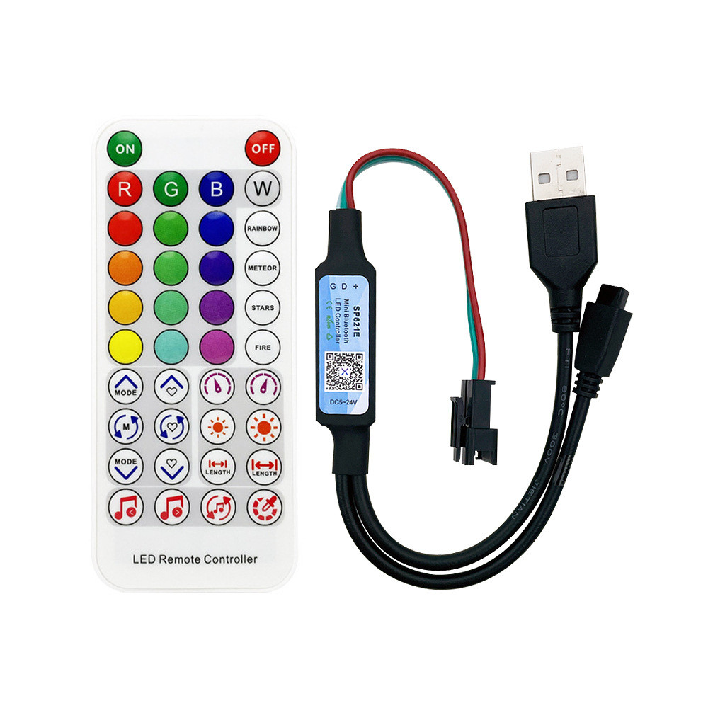 Контроллер USB для RGBIC WS2812b лент 5-12V с Bluetooth и пультом 38 ...
