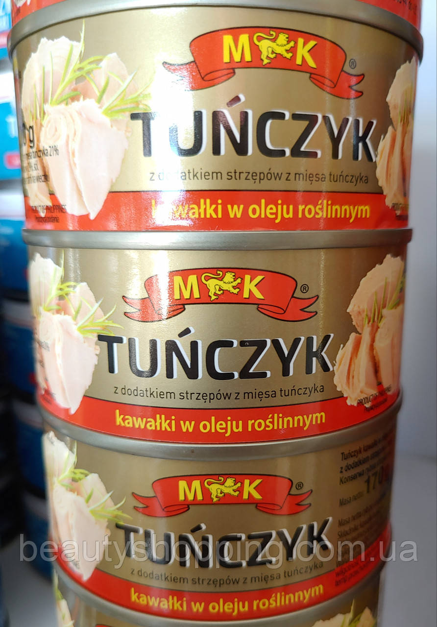 Тунец консервированный в масле кусочками Tunczyk kawalki 170g MK Польша ...