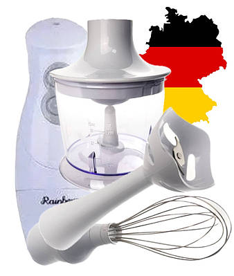 ТОП Блендер 3-в-1 Rainberg RB-6202 занурювальний і стаціонарний з насадками 600 Вт нержавіюча ...