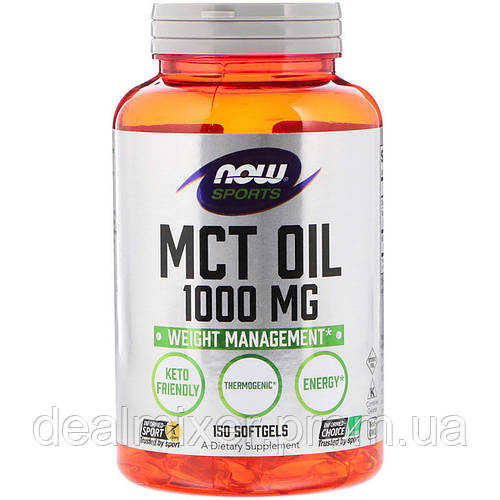Масло МСТ, MCT Oil, Now Foods, 1000 мг, 150 желатиновых капсул DR, код ...