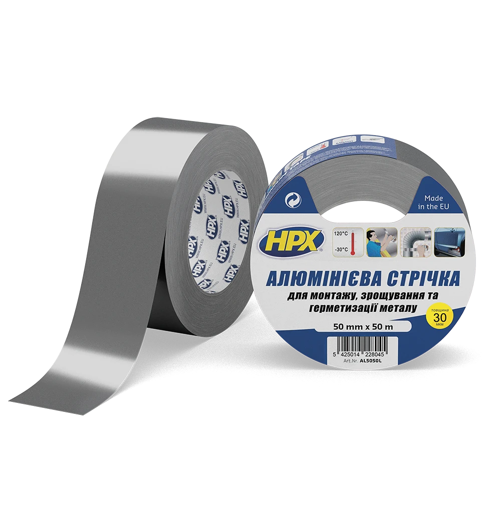 HPX AL 120°С 30мкм - 50мм x 50м - високотемпературна алюмінієва клейка ...