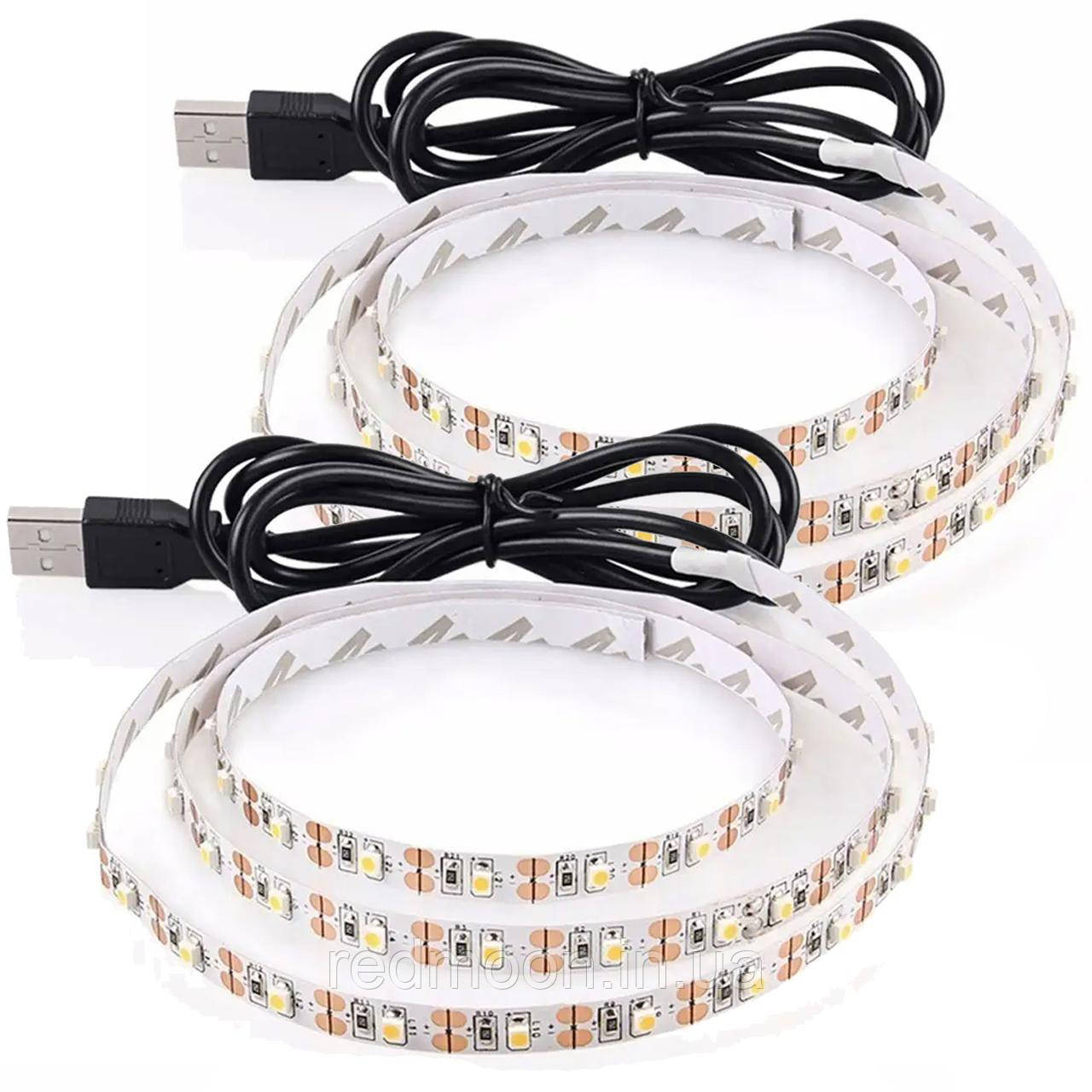 Набір 2шт Світлодіодна стрічка 5 м, від USB, Холодний Білий / Гнучка LED стрічка від павербанка ...