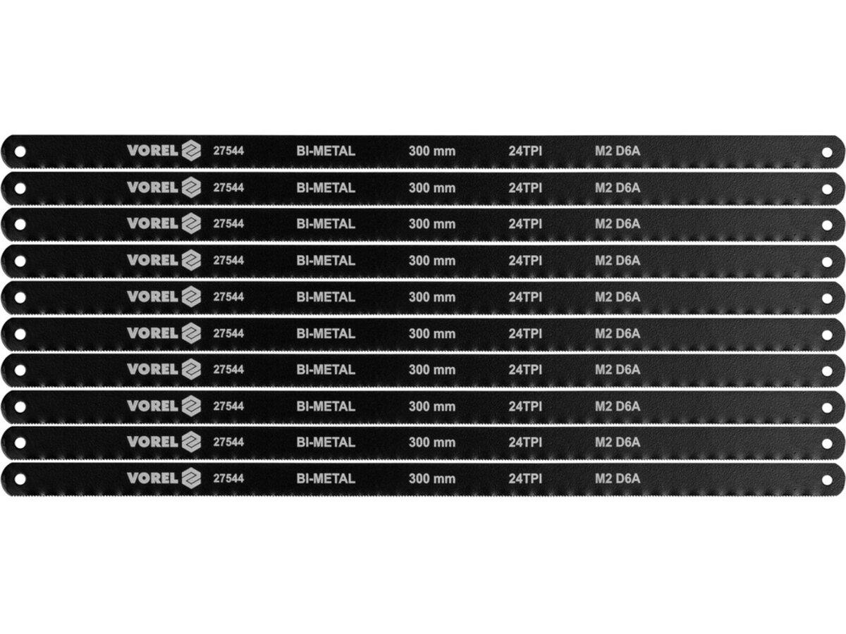 Полотно різальне до ножівки по металу BI-мет VOREL М2 D6A, 300х12,6х0,65 мм, 24 зуби/1", паков ...