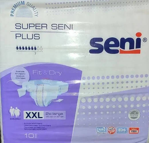 Підгузки для дорослих Super Seni Plus XX Large 160-210 см 10 шт 7 крап (ID#2255468052), ціна ...