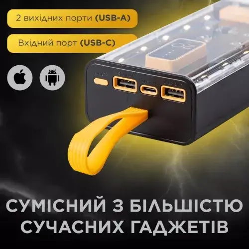 Повербанк 10000 mAh с беспроводной зарядкой USB-С/USB-A/microUSB/Apple ...