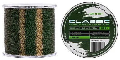 Волосінь BRAIN Classic Carp Line 3D camo 600m 0.25mm 15lb 6.6kg (00 ...