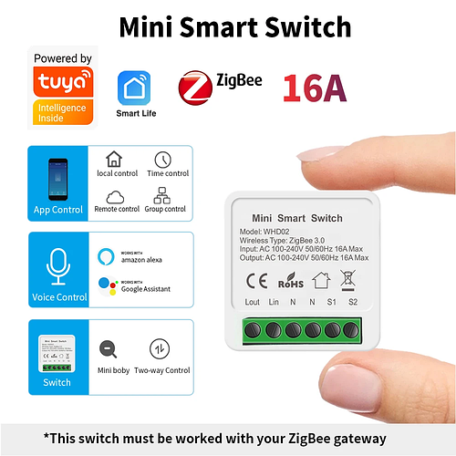 Zigbee Розумний вимикач, реле BSD17, протокол Zigbee 3.0, Tuya, Smart life (ID#2267999326), ціна ...