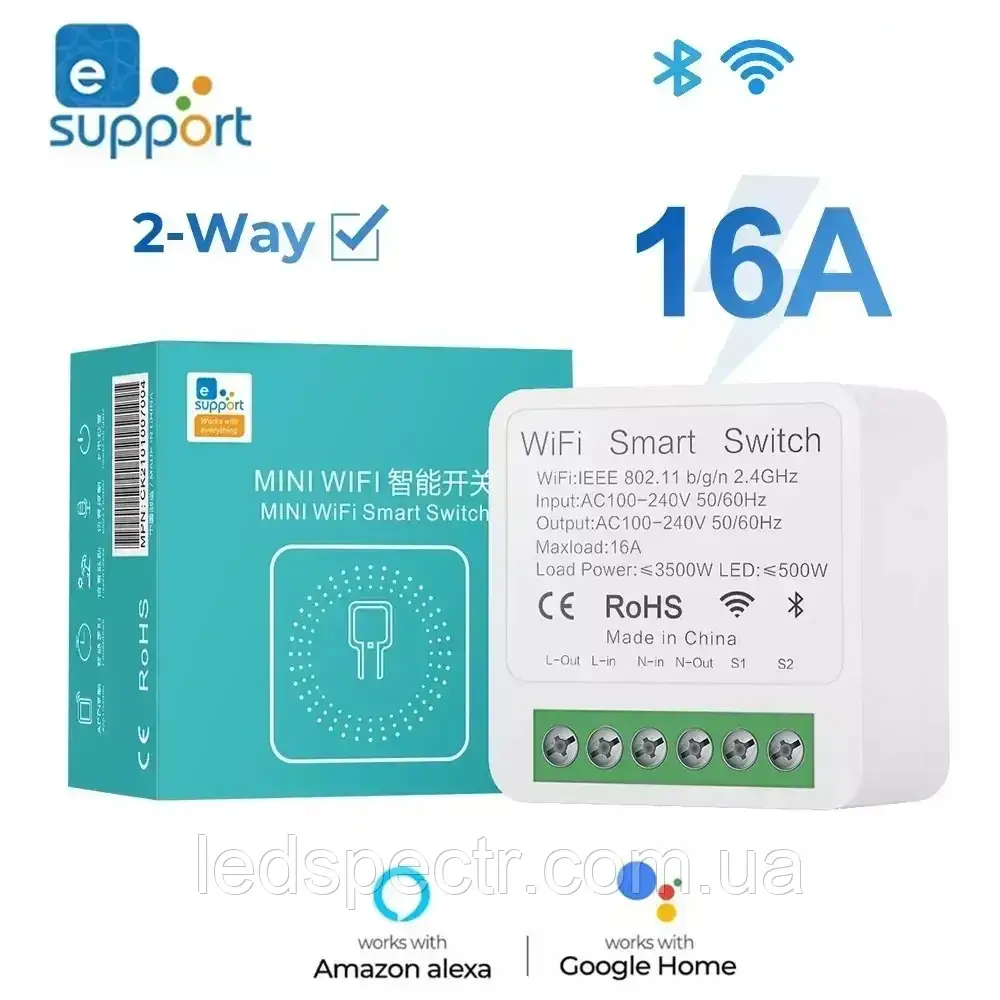 Wi-Fi умное реле eWelink 16A, Wi-Fi Mini Smart Switch, беспроводной выключатель света, умный ...