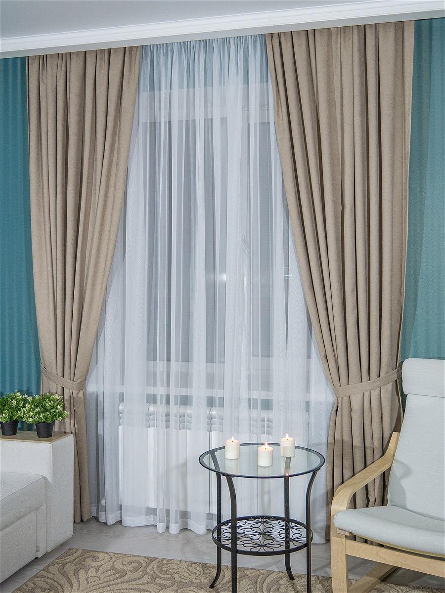 Комплект готових штор Мікровелюр з тасьмою №105- 2 по 2.75 метра ...