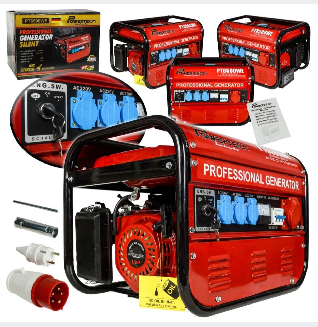 Бензиновий генератор /генератор 3-Х фазний POWERTECH PT8500WE (ID#2268033033), цена: 21900 ...