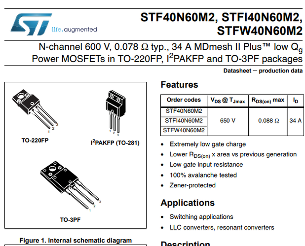 STF40N60M2 600V / 34A N-channel TO-220FP, цена: 120 ₴, купить на Prom.ua