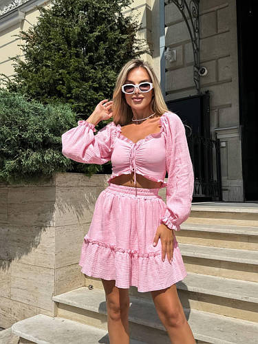 Неймовірно красивий мусліновий костюм рожевий, ціна: 835 ₴, купити на ...