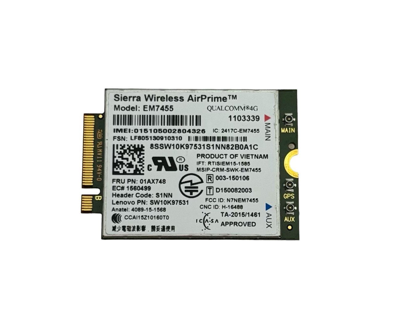 Модем 4G LTE Sierra Wireless AirPrime EM7455 (SW10K97531, FRU PN ...