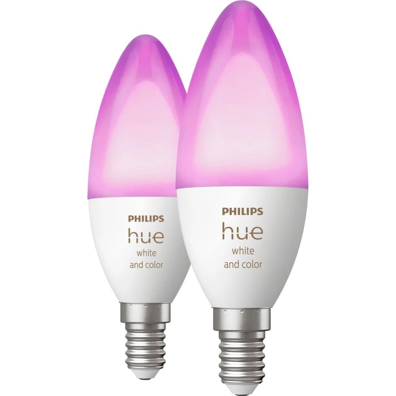 Лампа розумна Philips Hue E14, 5.3W(40Вт), 2000K-6500K, RGB, ZigBee ...