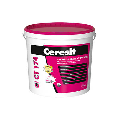 Штукатурка CERESIT CT 60 декоративная акриловая "камешковая" (зерно 1,0 мм, база), 25 кг, цена ...