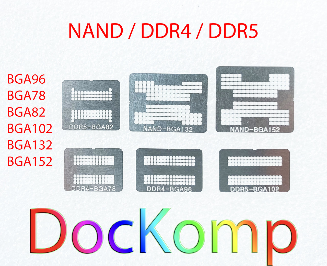 Набір BGA трафаретів (6шт) DDR4, DDR5, NAND, BGA96, BGA78, BGA82 ...