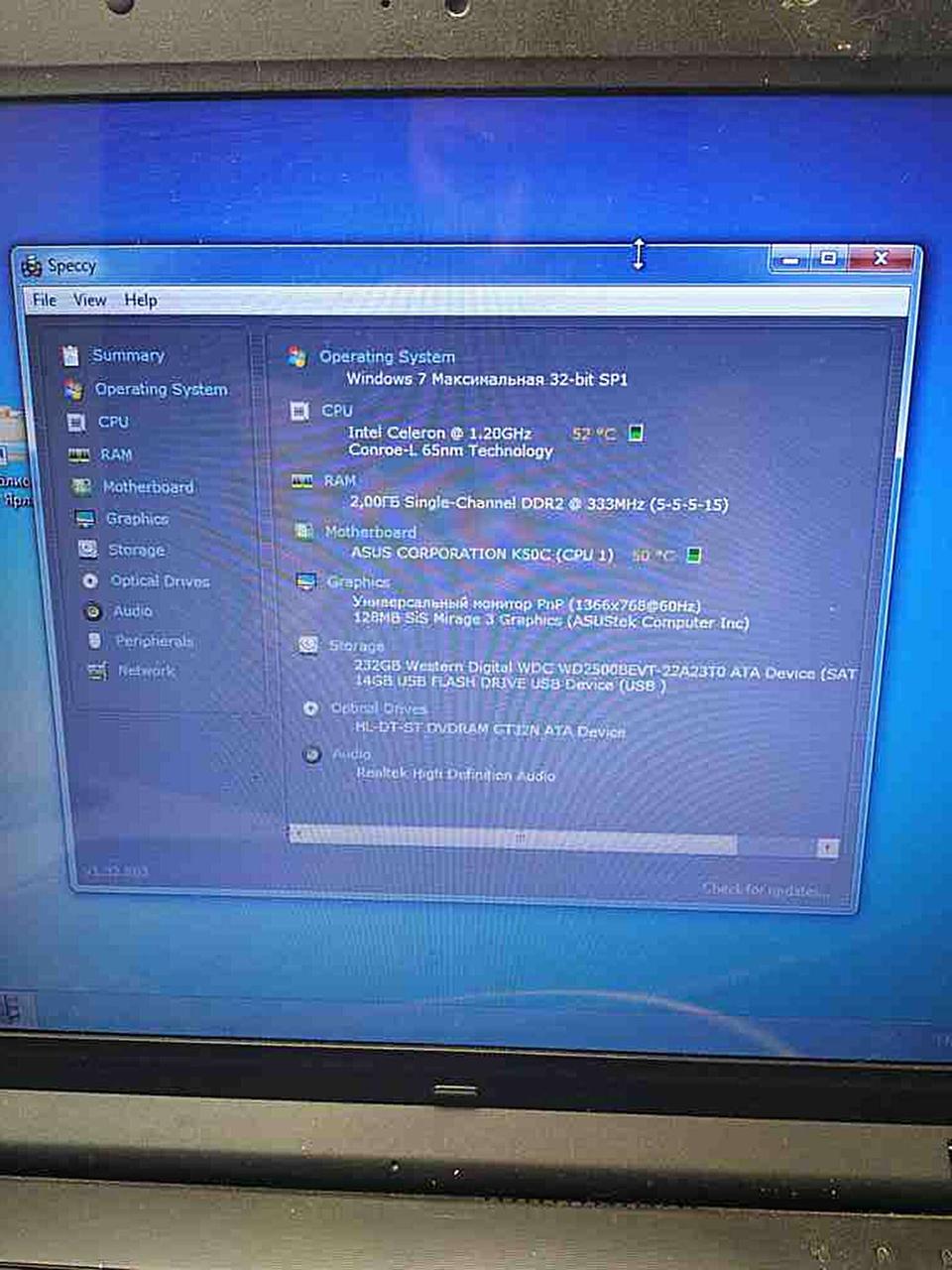 Ноутбук Б/У Asus K50C (Intel Celeron 220 1200 Mhz/15.6/1366x768/2048Mb ...