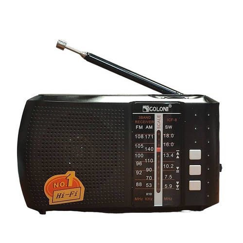 Радиоприемник маленький на аккумуляторе черный FM USB MicroSD Golon ICF ...