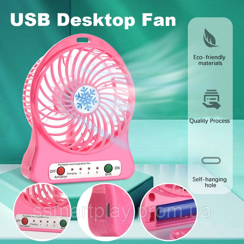 Вентилятор Портативный на Аккумуляторе 18650 зарядка от USB мини ...