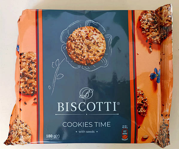 Печенье "Бискотти Cookies Time с семенами" сдобное песочно-отсадное 180 ...