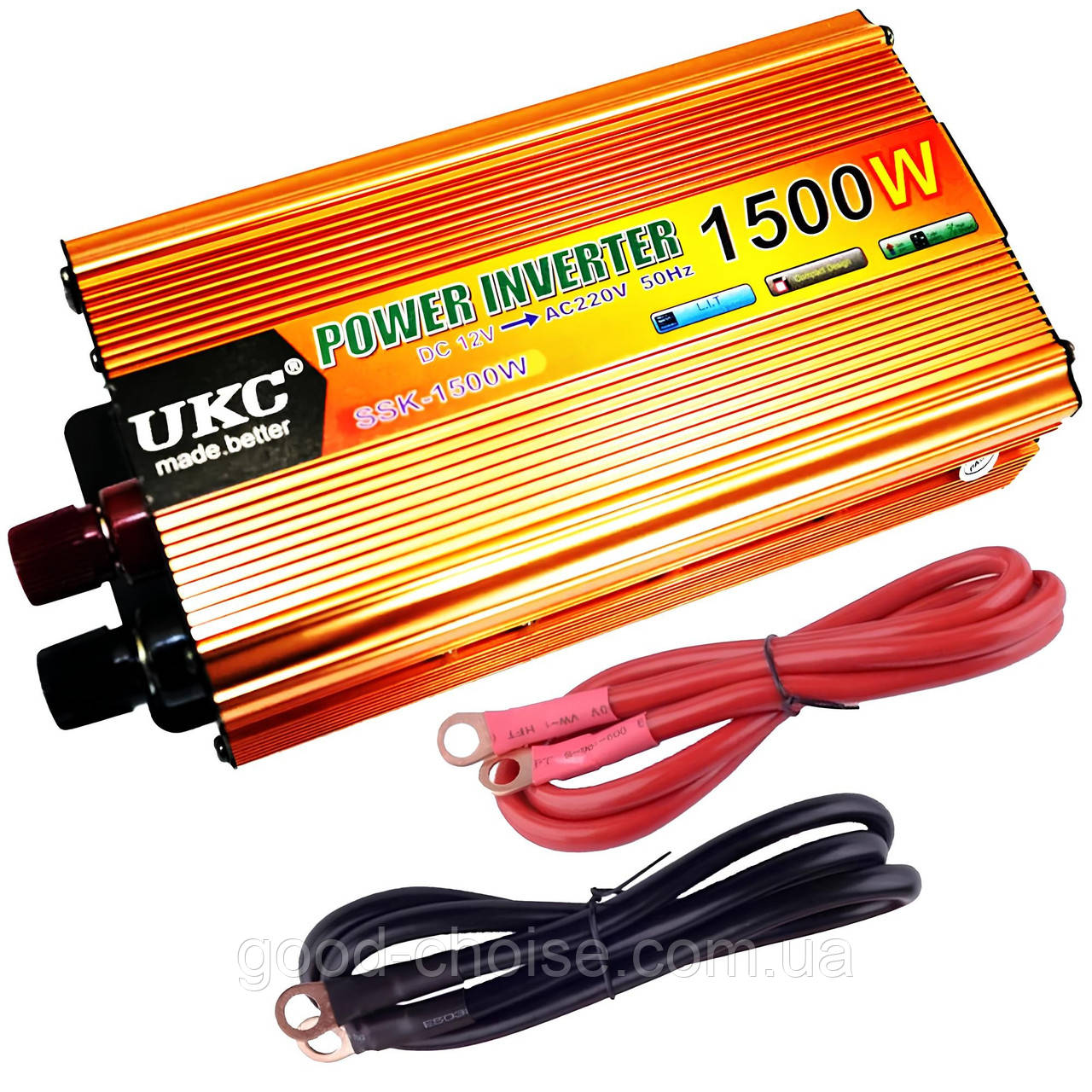 Перетворювач напруги 1500W, AC/DC 12V/220V, UKC - EH / Автомобільний інвертор / Інвертор напруги ...