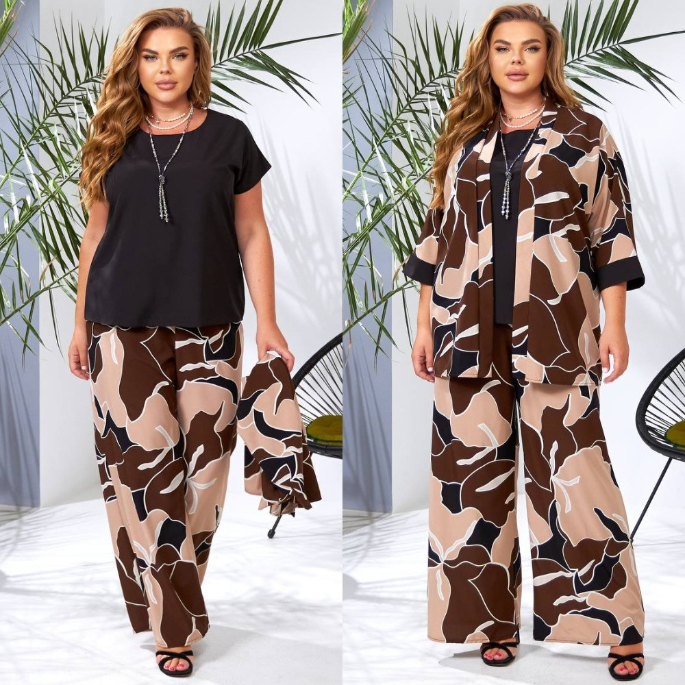 Купити Літній батальний костюм трійка широкі штани вільний піджак і блуза за низькою ціною в