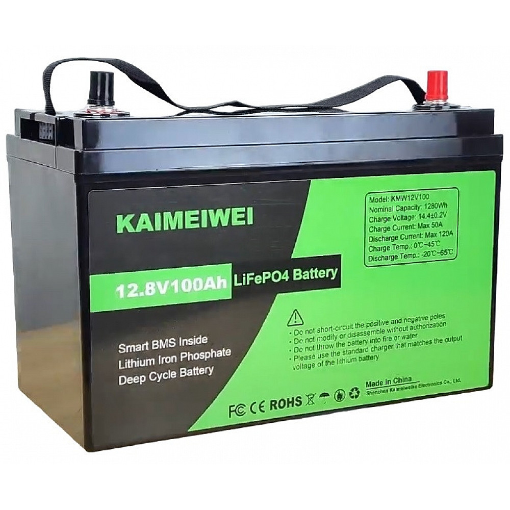 Аккумулятор LiFePO4 KMW 12V/100Ah BMS Bluetooth для квартиры, дома ...
