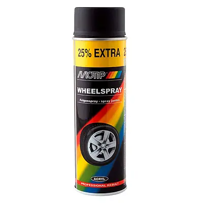 Емаль для дисків MOTIP Wheel Spray чорна глянцева 500 мл акрилова фарба ...