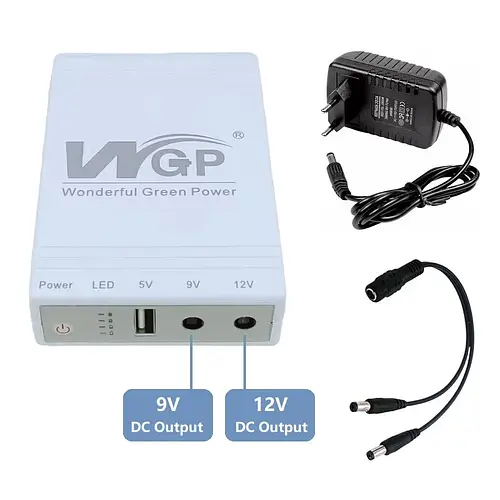 Mini UPS WGP, Powerbank 10400Mah USB, DC 9V, 12V. ИБП для Роутеров ...