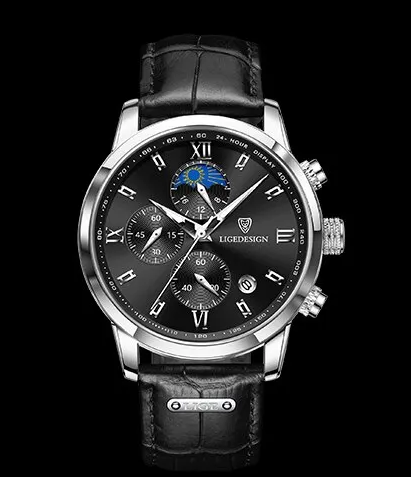 Часы кварцевые мужские стильные наручные часы с черным циферблатом и ...