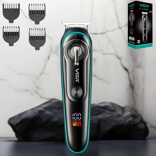 Бездротова машинка триммер для стрижки волосся та бороди VGR V-075 Професійна бритва з насадками ...