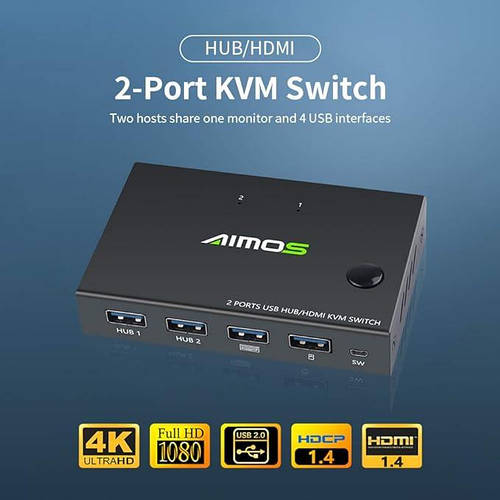 Дистанційний 2-портовий перемикач комутатор AIMOS AM-KVM201CC HDMI KVM, ціна: 1940 ₴, купити на ...