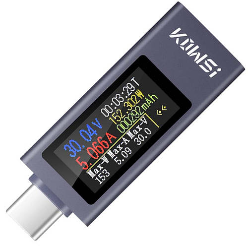 Многофункциональный USB тестер KOWSI KWS-2302C Type-C / ударопрочный / QC3.0 / 4-30V / 12A, цена ...