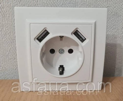 Розетка 1-я с заземлением + 2 USB-выхода Giselt Milana G8010/USB (ID#2286149896), цена: 286.40 ...