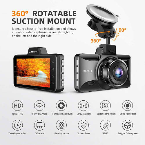 Видеорегистратор на автомобиль AZDOME M01 Pro 1080P FHD 150°, ночное ...