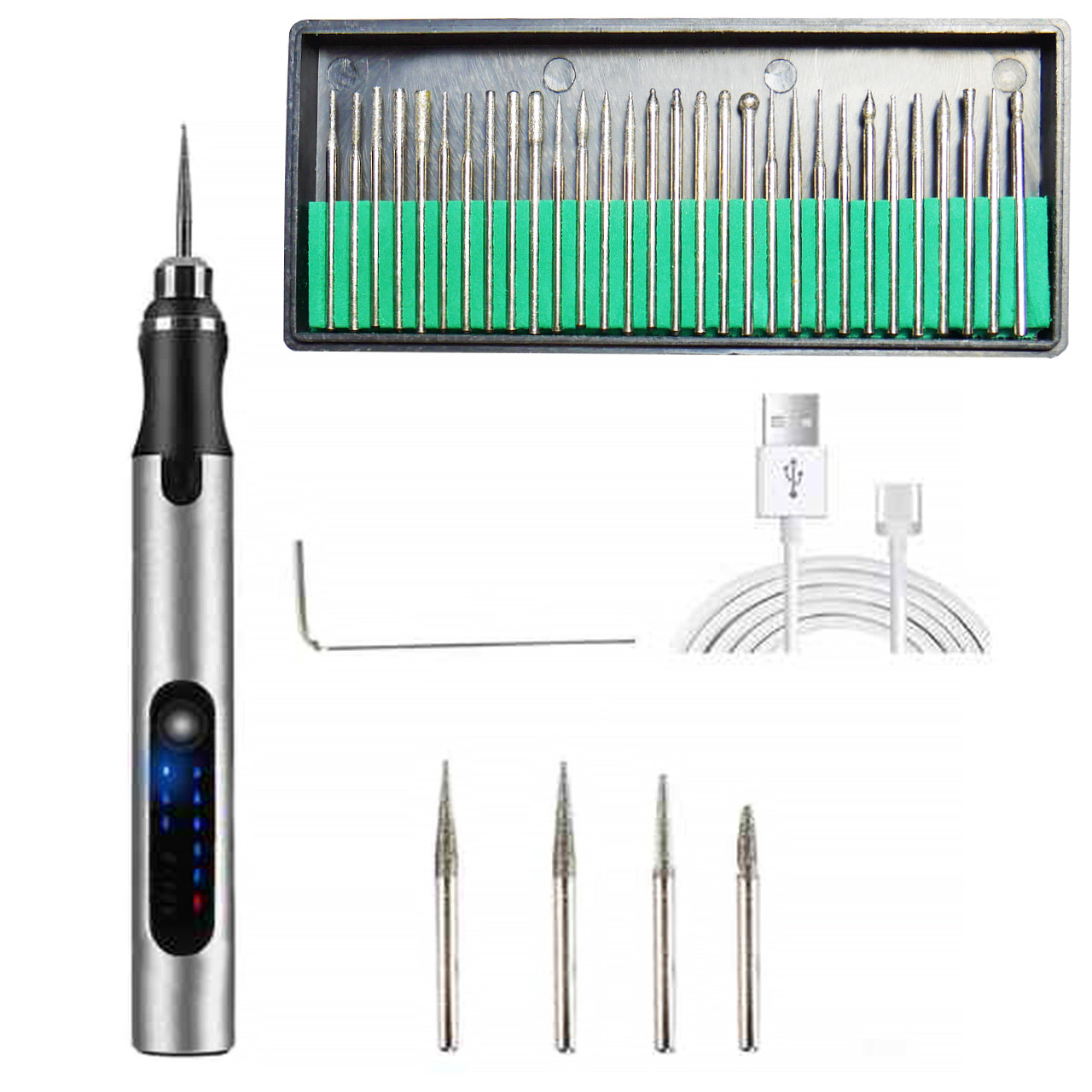 Гравер Jangk Life акумуляторний mini з набором алмазних насадок, ціна ...