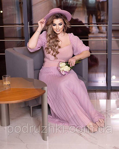 Женская юбка гофрированная плиссе Ткань шифон на трикотажной подкладке ...