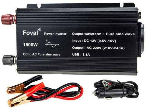 Инвертор FOVAL 1500W 12-220V, Чистая Синусоида, преобразователь ...