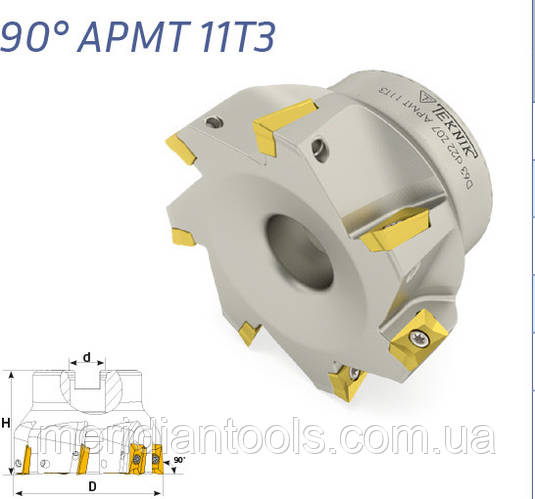 Фреза торцева насадна 63 мм D63-d22-Z07 кут в плані 90 TEKNIK під ...
