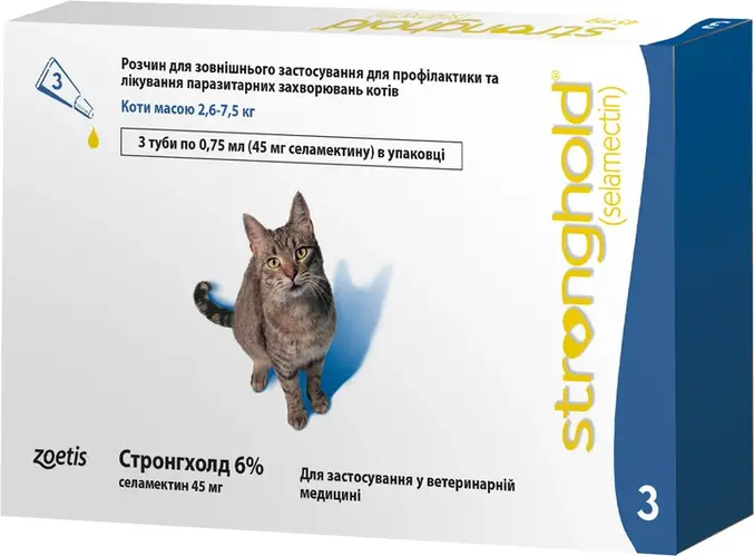 Стронгхолд для кошек весом от 2,6 до 7,5 кг , пипетка 0,75мл Zoetis ...