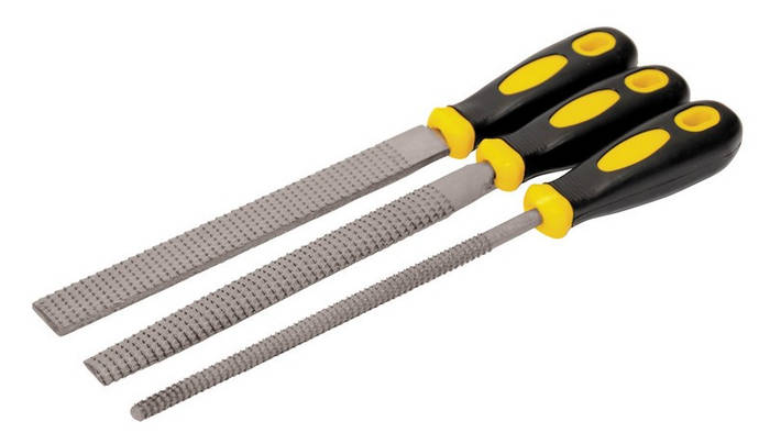 Рашпілі для дерева MASTERTOOL 200 мм набір 3 шт плоский/круглий/напівкруглий 06-0330 (ID ...