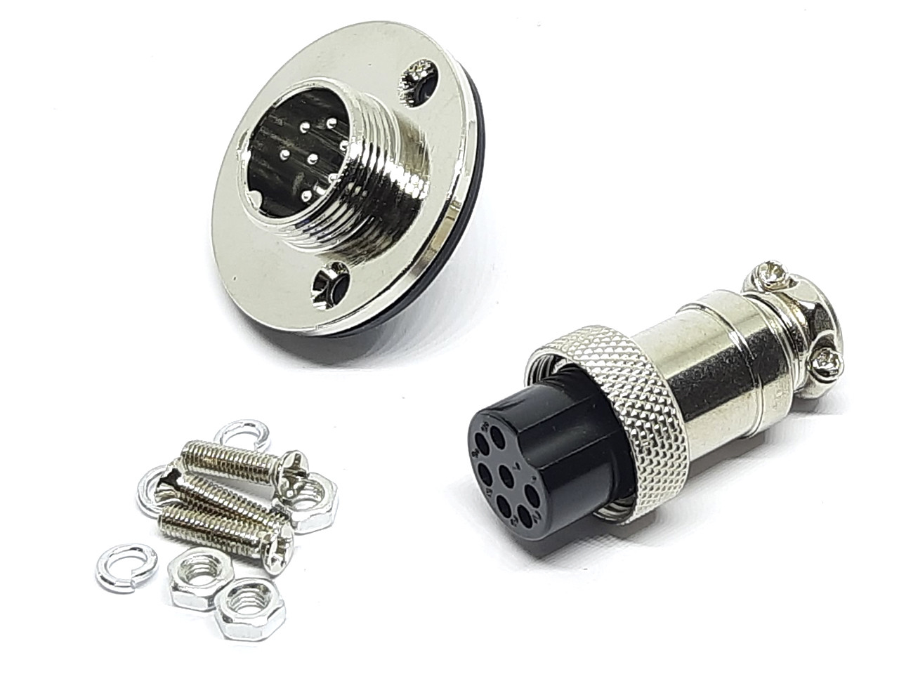 Роз'єм GX16-7 контактів (7 pin) пара (Гніздо з фланцем + штекер) (ID#2289315135), ціна: 129.81 ...