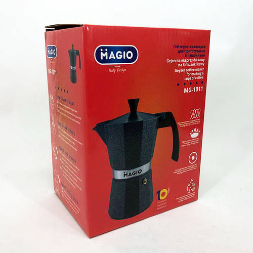 Гейзер 4 чашок Magio MG-1011 300 мл, Гейзерна кавоварка з нержавіючої сталі, Гейзерна YA-831 ...