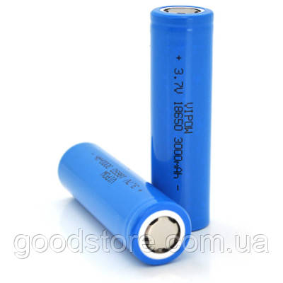 Акумулятор 18650 Li-Ion ICR18650 FlatTop, 3000mAh, 3.7V, Blue Vipow (ICR18650-3000mAhFT ...